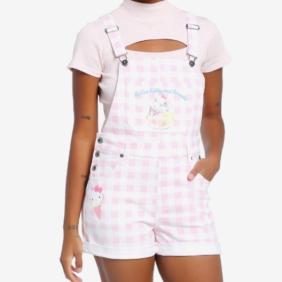 Hot Topic | Shorts | Hello Kitty Friends Ice Cream Gingham Shortalls ...